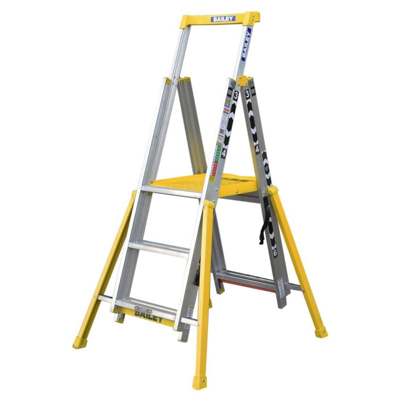 Bailey FS13999 Platform Ladder Adjustable 3-6 Step 170kg Aluminium ...