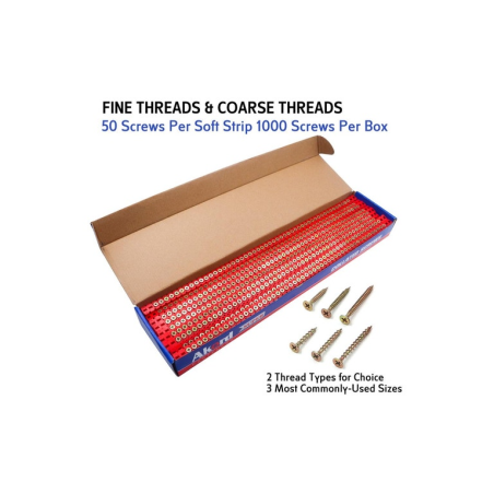 Akord 1000PC 6-18x41 Collated Screw BH Fine Thread Needle Point 10 Pack ...